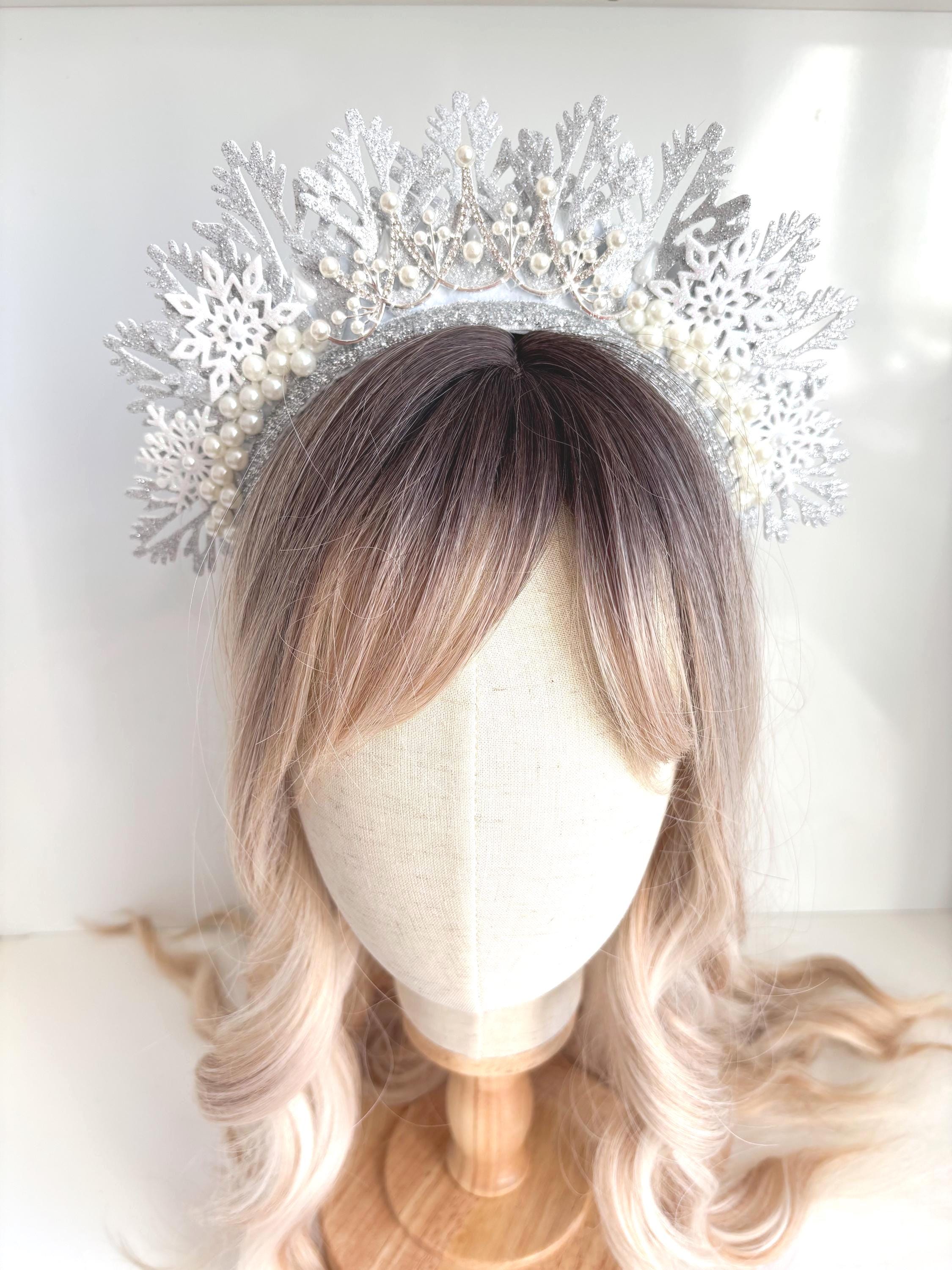 Snowflake Pearl Crown Headpiece With Wand and Sash – Winter Queen ...