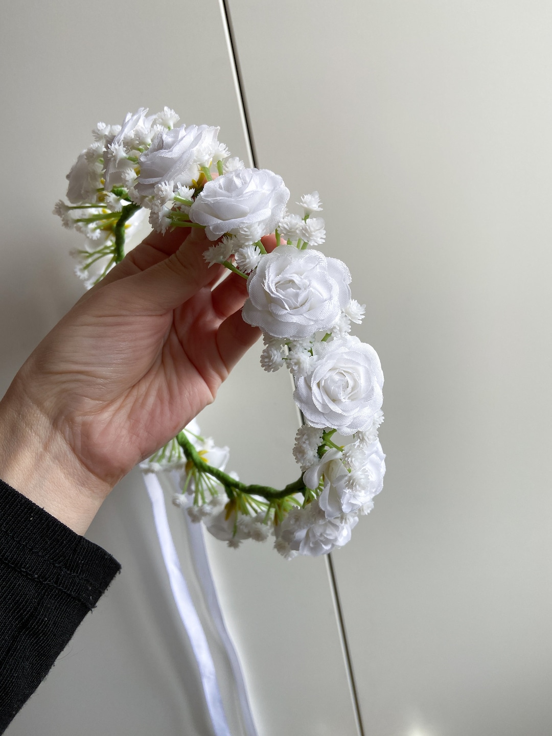 White Flower Crown, First Communion Crown, Flower Girl Gift, First ...