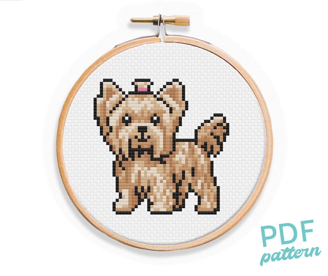 Yorkshire Terrier Cross Stitch Pattern: Easy Beginner Dog Design (PDF ...