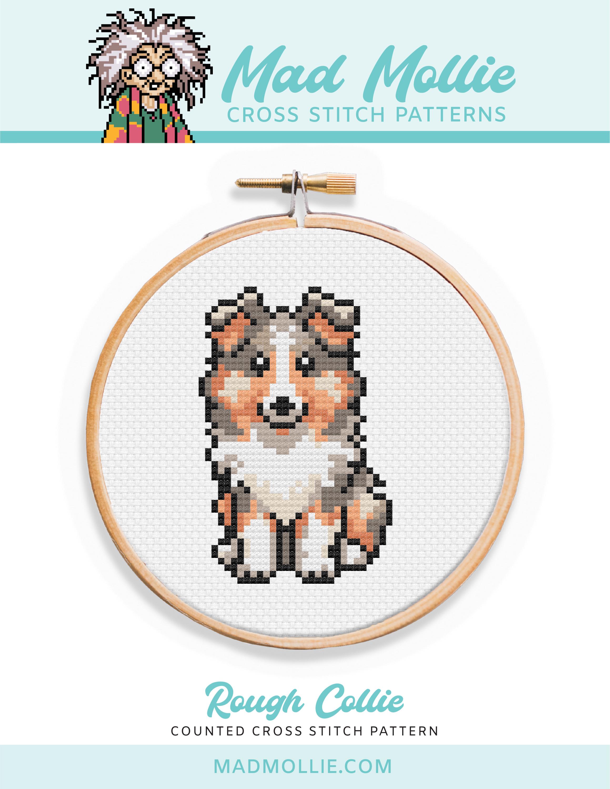Rough Collie Cross Stitch Pattern: Easy Beginner Dog Design (PDF ...
