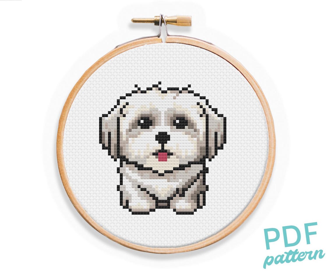 Havanese Dog Cross Stitch Pattern: Small Beginner Embroidery (PDF ...