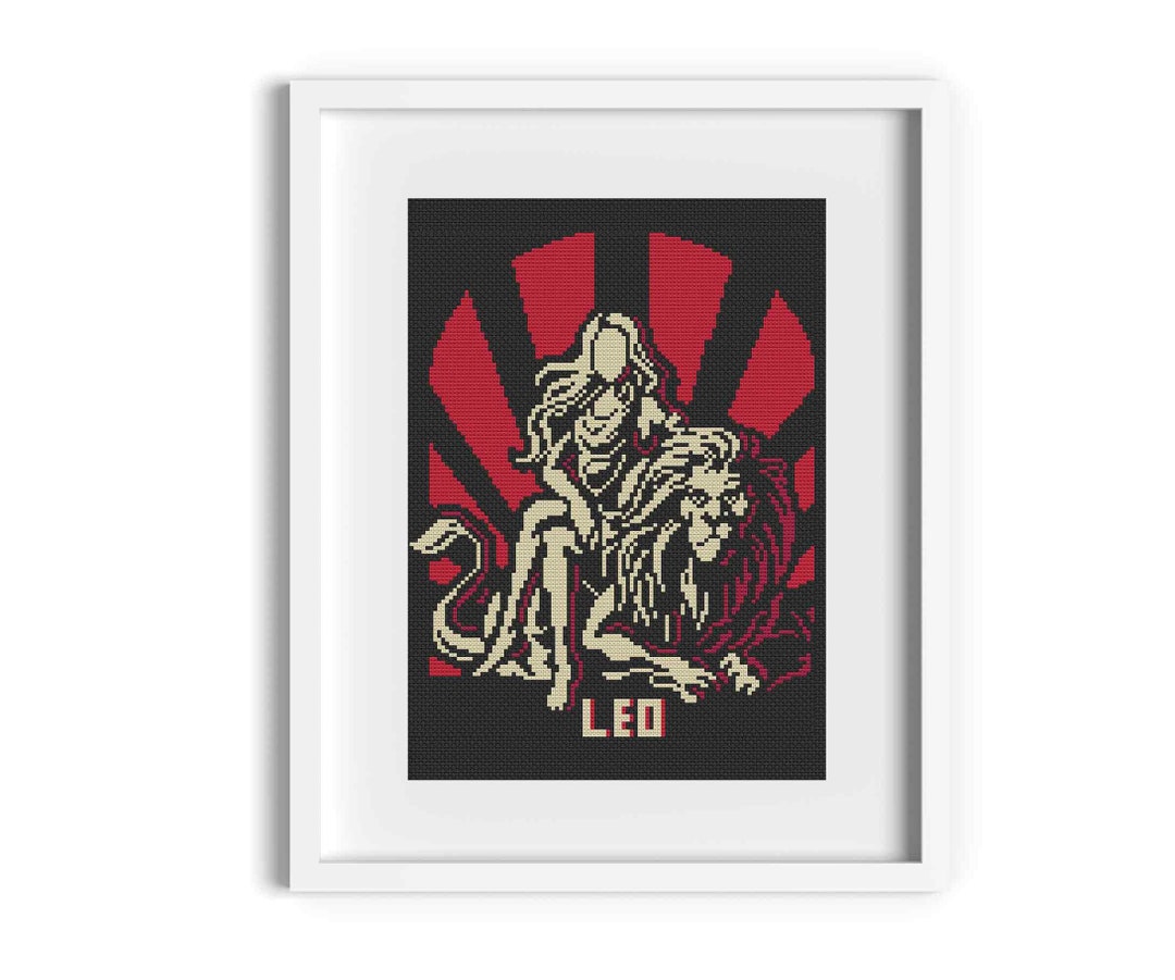 Leo Cross Stitch Pattern Zodiac Cross Stitch Pattern Goth - Etsy