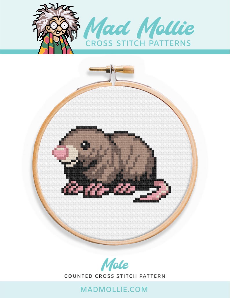 Mole Cross Stitch Pattern: Easy Beginner Design (PDF Pattern) - Etsy