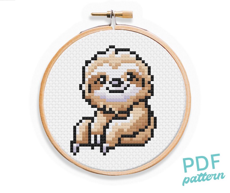 Sloth Cross Stitch Pattern: Easy Beginner Animal Design (PDF Pattern ...
