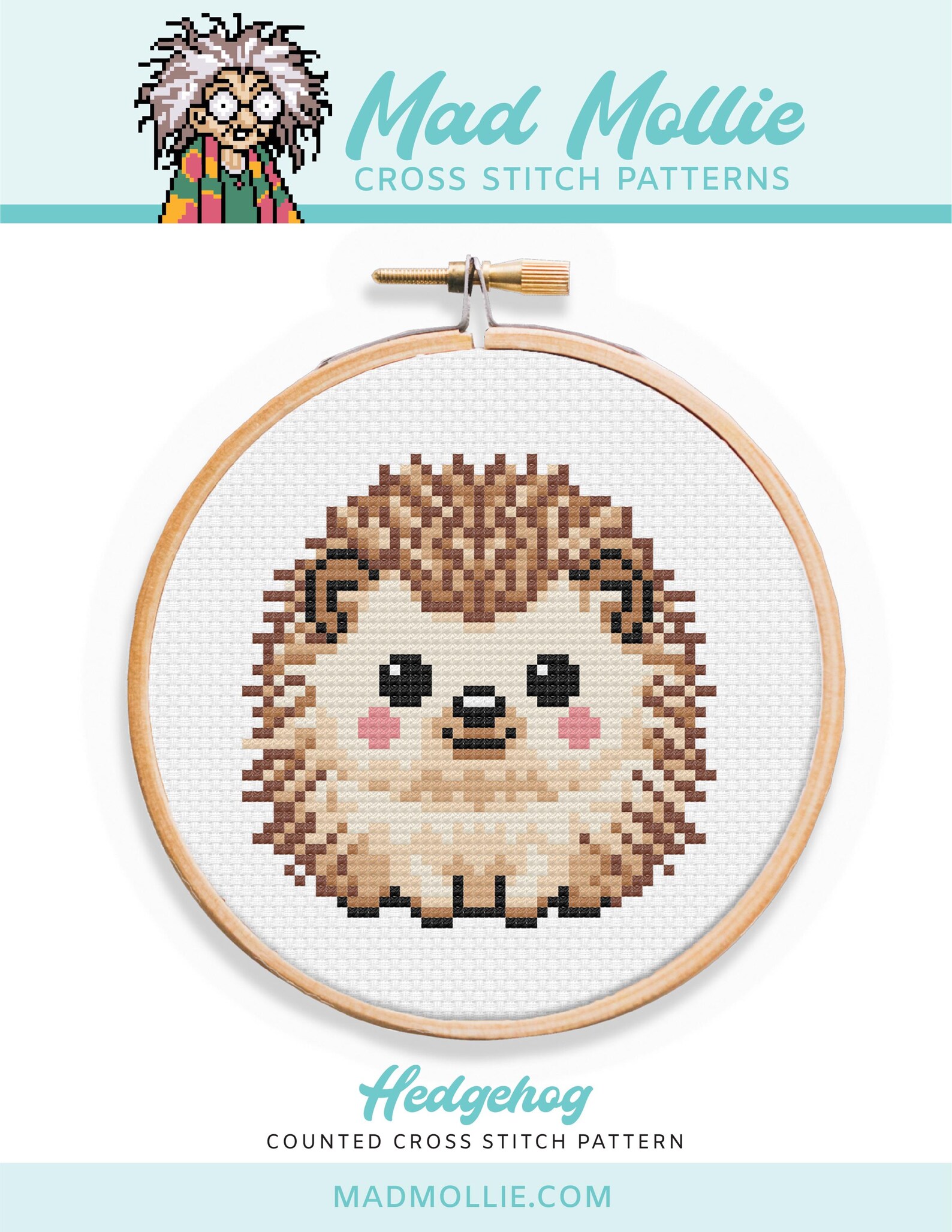 Hedgehog Cross Stitch Pattern: Easy Beginner 3" PDF Chart - Etsy