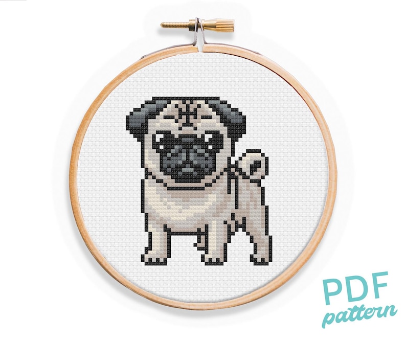 Fawn Pug Cross Stitch Pattern: Easy Beginner PDF (4-inch) - Etsy