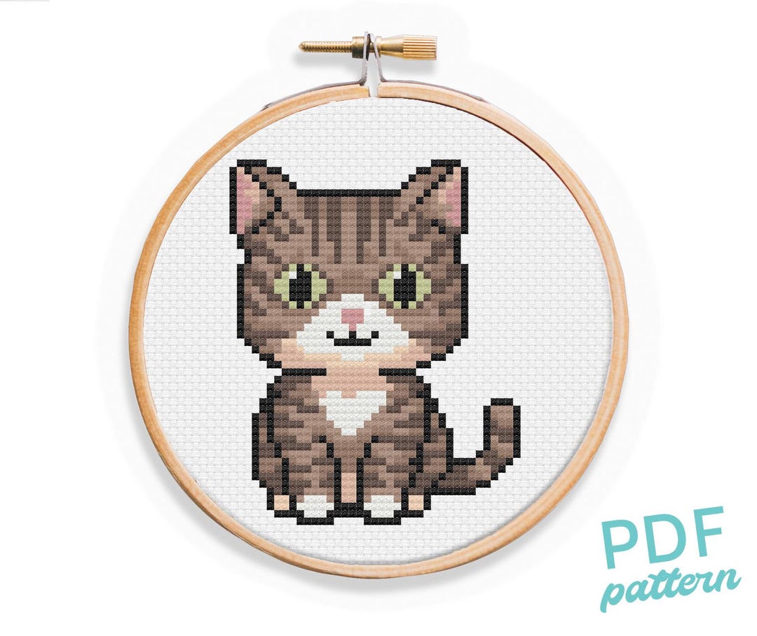 Tabby Cat Cross Stitch Pattern: Easy Beginner Project (PDF Pattern) - Etsy