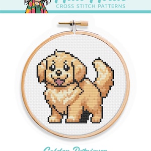 Golden Retriever Cross Stitch Pattern: Easy Beginner Design (PDF ...