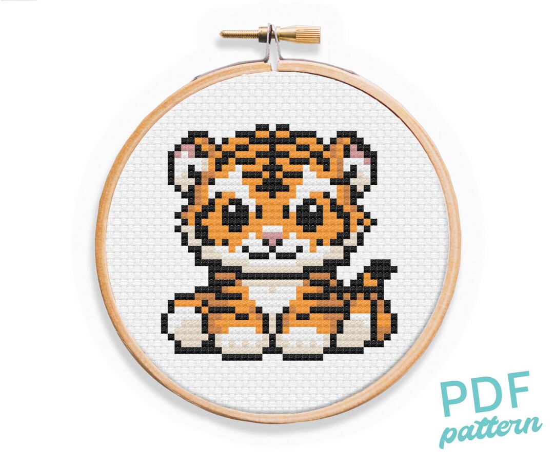 Tiger Cub Cross Stitch Pattern - Small and Easy Beginners PDF Pattern ...