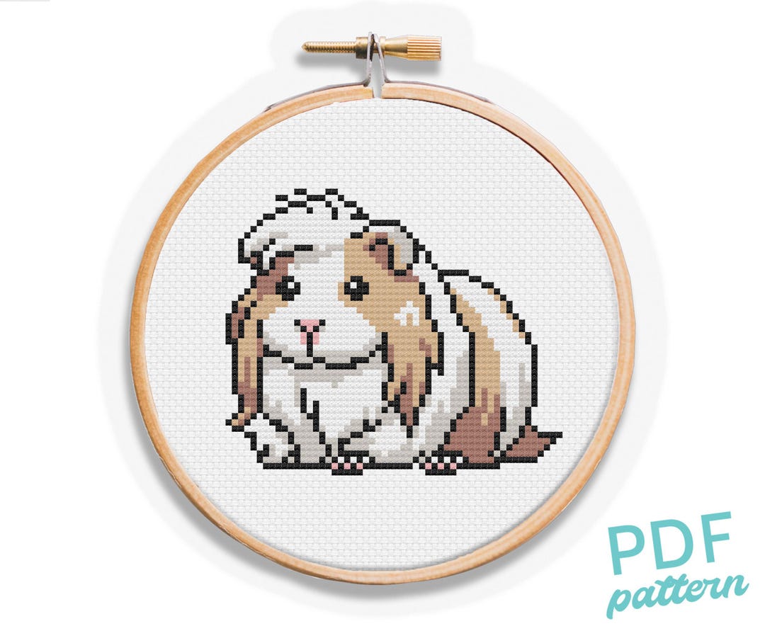 Long Haired Guinea Pig Cross Stitch Pattern: Easy Beginner Pet Chart ...