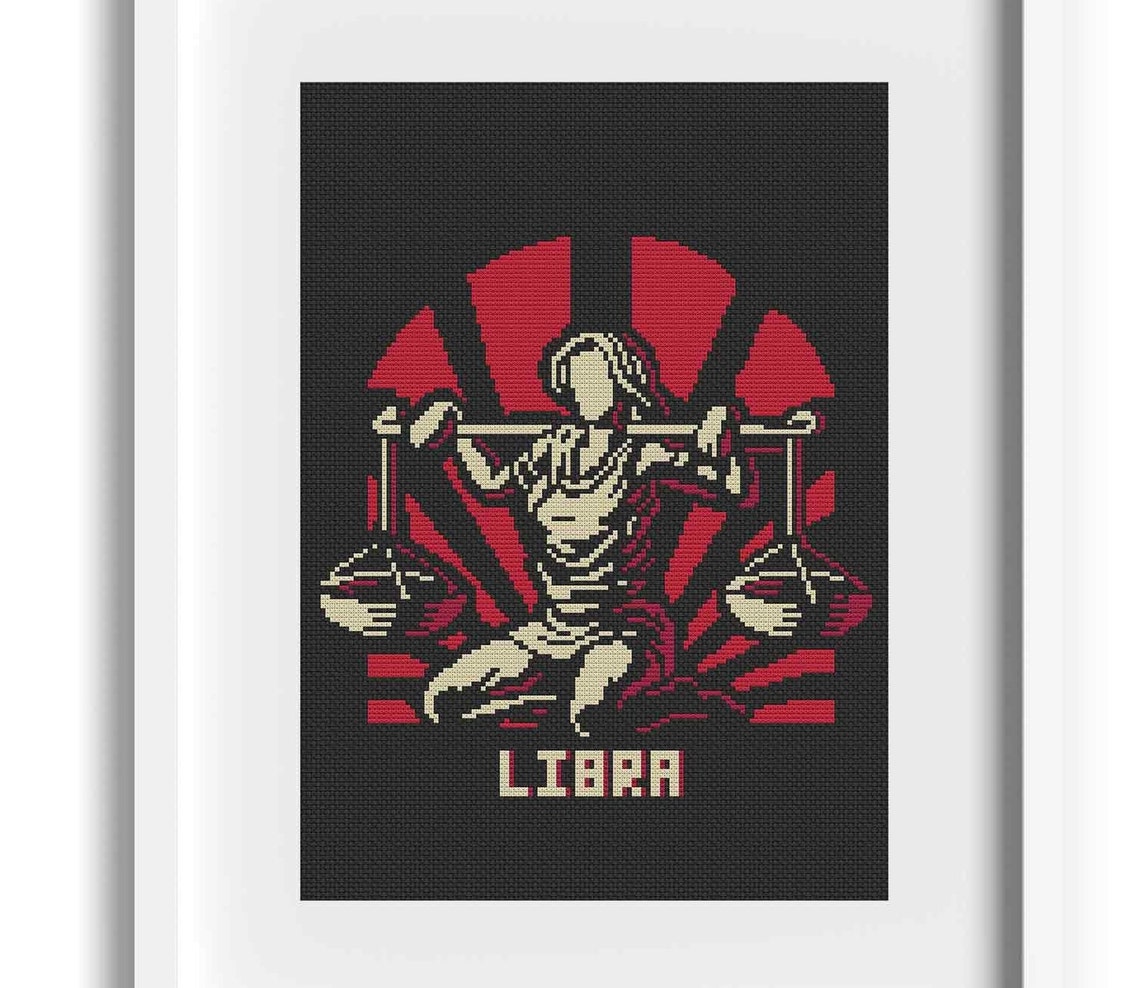 Libra Cross Stitch Pattern Zodiac Cross Stitch Pattern | Etsy