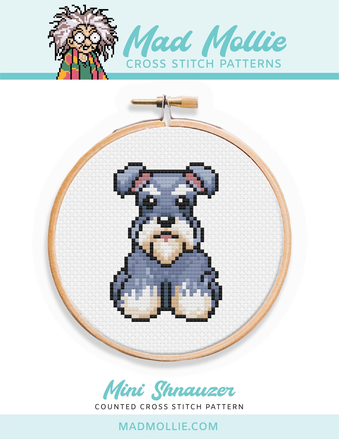 Mini Schnauzer Cross Stitch Pattern: Easy Beginner Dog Design (PDF ...