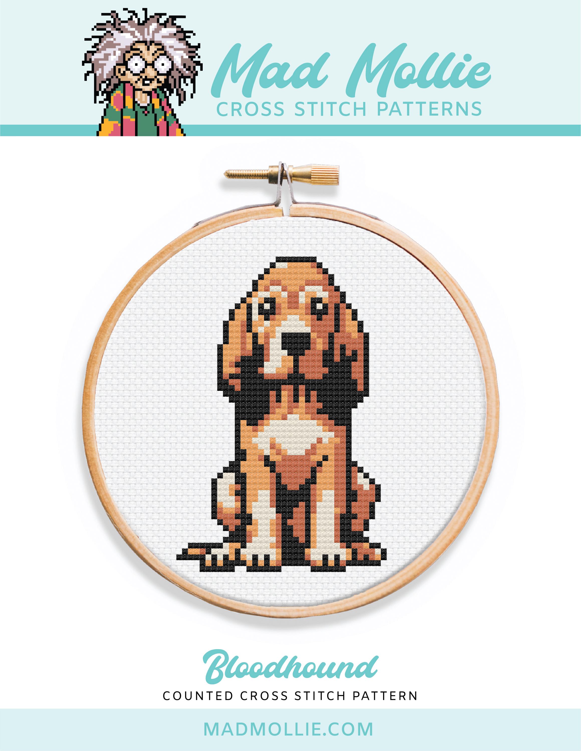 Bloodhound Cross Stitch Pattern: Easy Beginner Dog Design (PDF Pattern ...