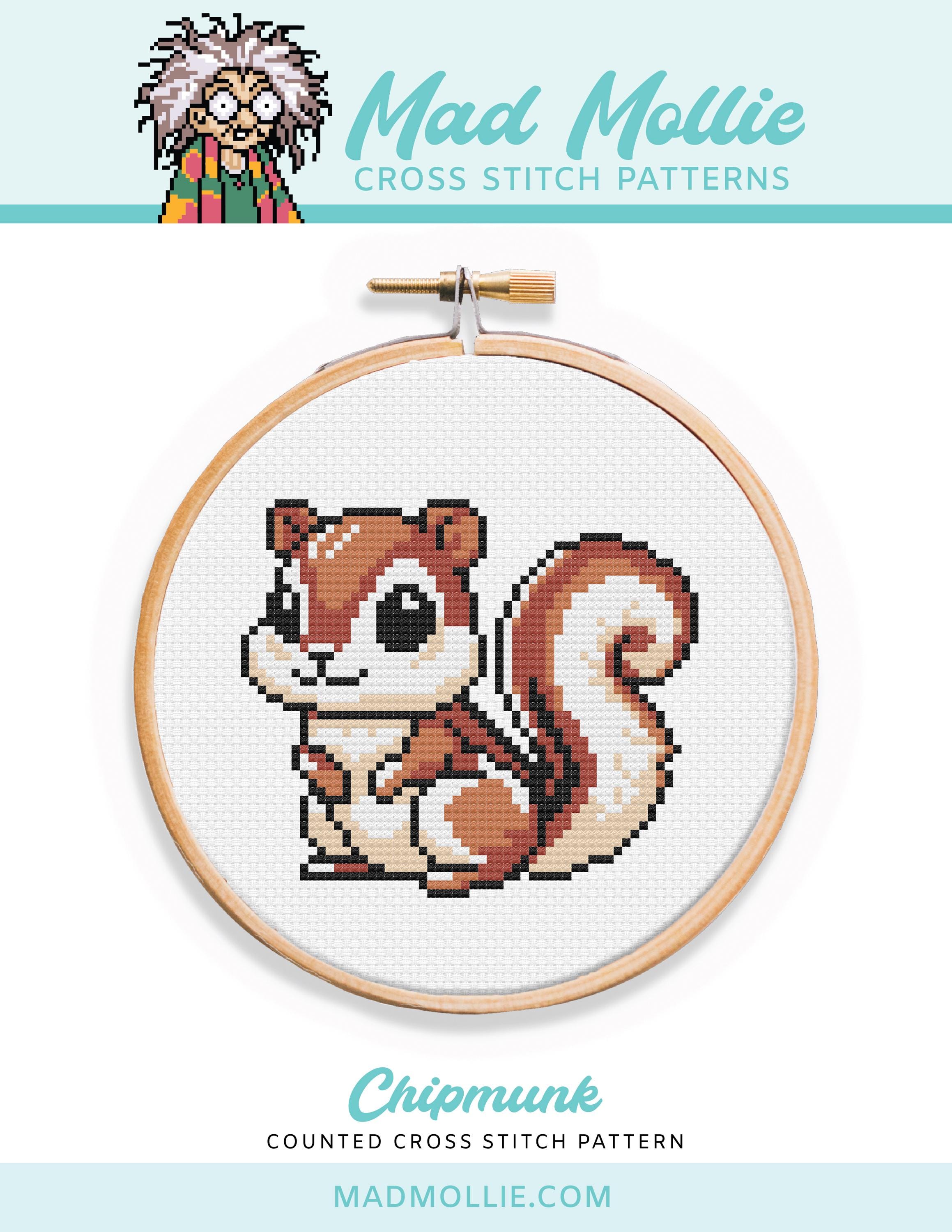 Chipmunk Cross Stitch Pattern: Easy Beginner Design (PDF Pattern) - Etsy