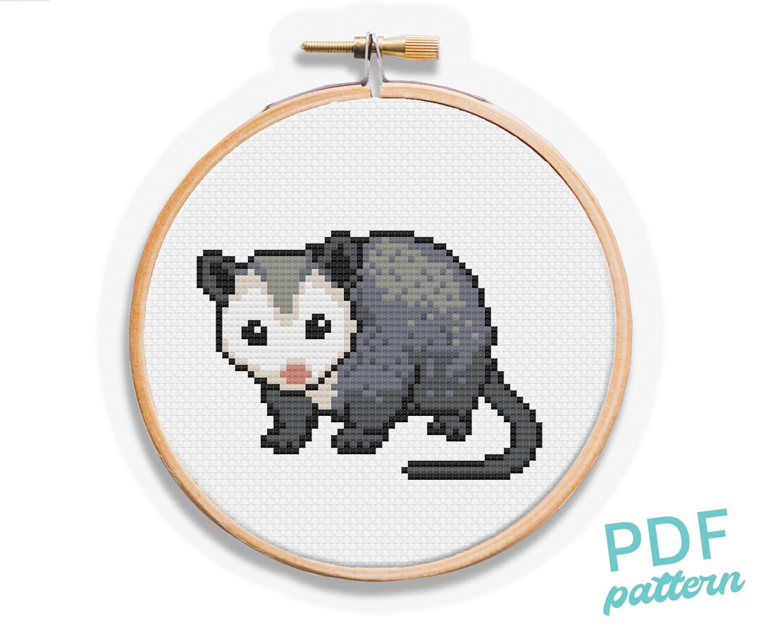 Opossum Cross Stitch Pattern: Easy Beginner Animal Chart (PDF Pattern ...