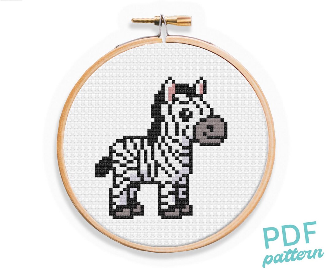 Zebra Cross Stitch Pattern: Easy Beginner Cartoon (PDF Pattern) - Etsy