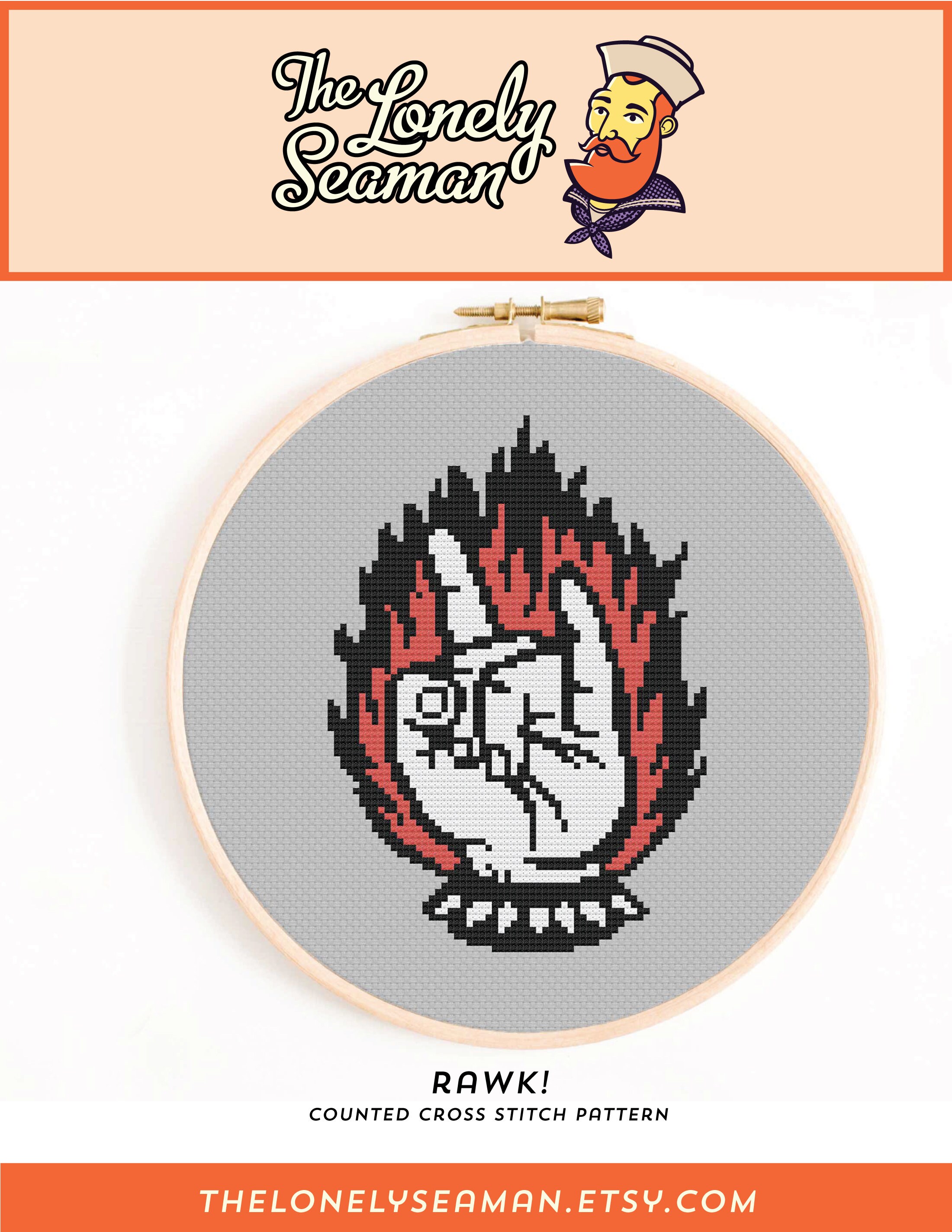 Rock on Funny Cross Stitch Pattern Rock and Roll Cross | Etsy