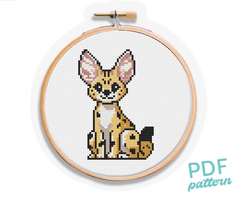 Serval Cross Stitch Pattern: Easy Beginner African Cat (PDF Pattern) - Etsy