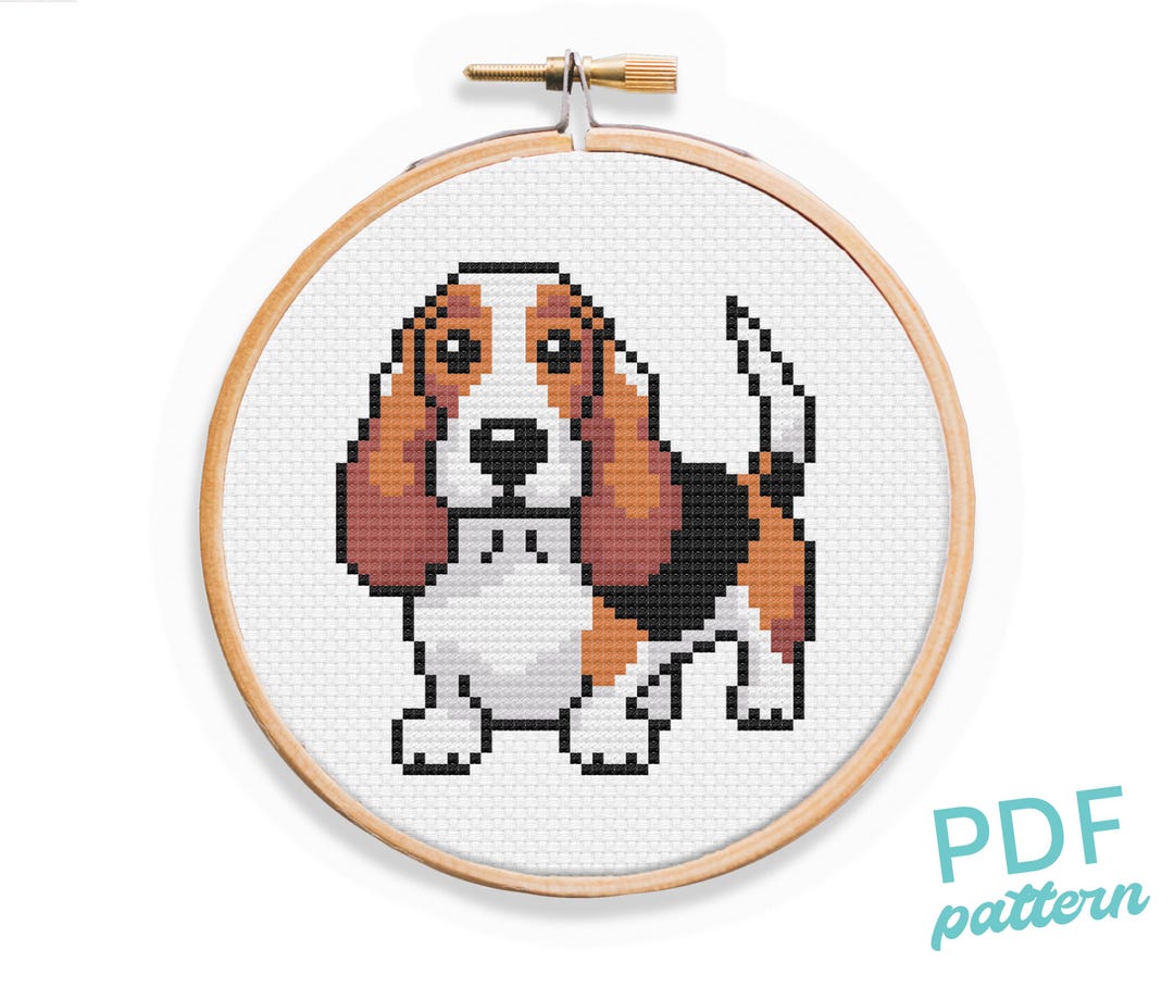 Basset Hound Cross Stitch Pattern - Small and Easy Beginners PDF ...