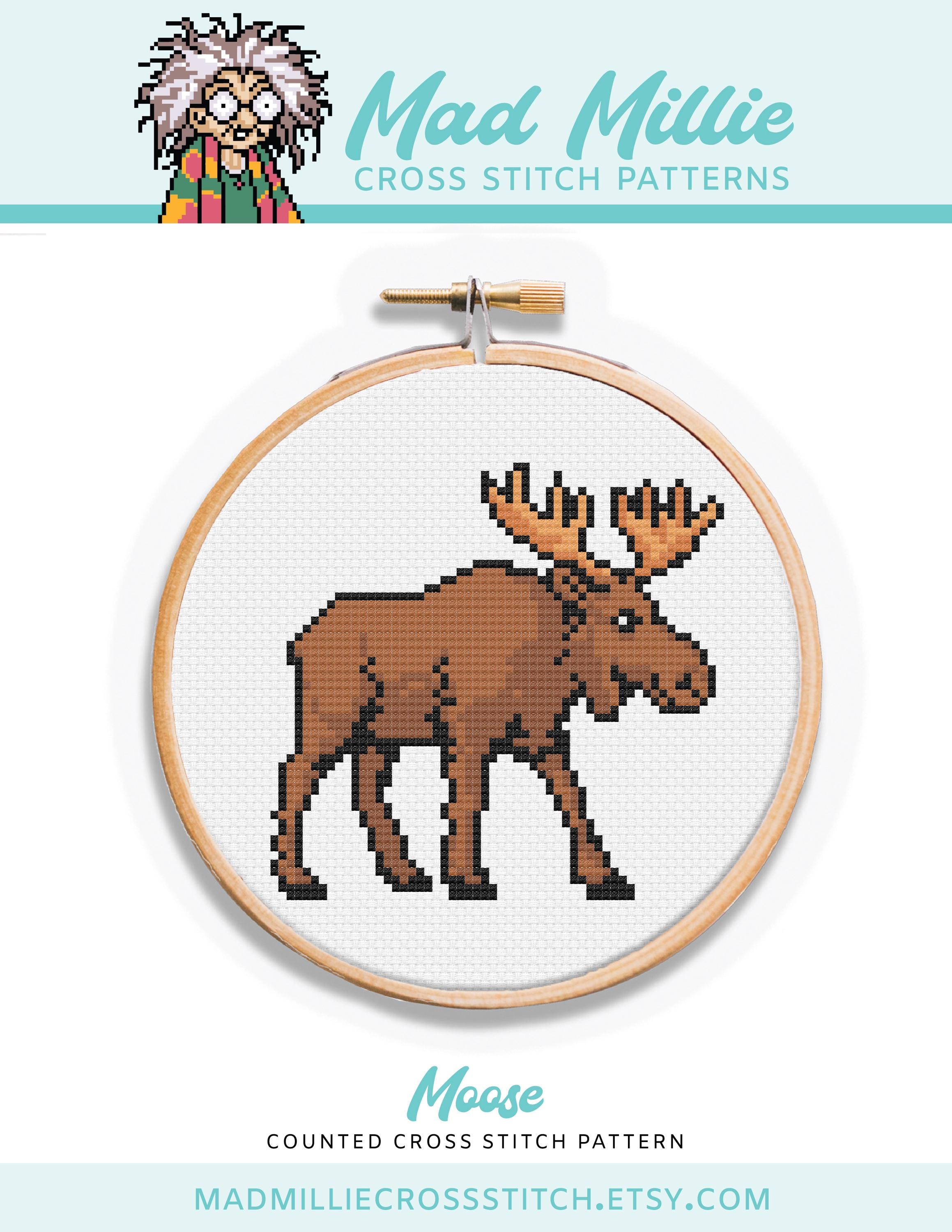 Moose Cross Stitch Pattern: Easy Beginner Canadian Animal (PDF Pattern ...
