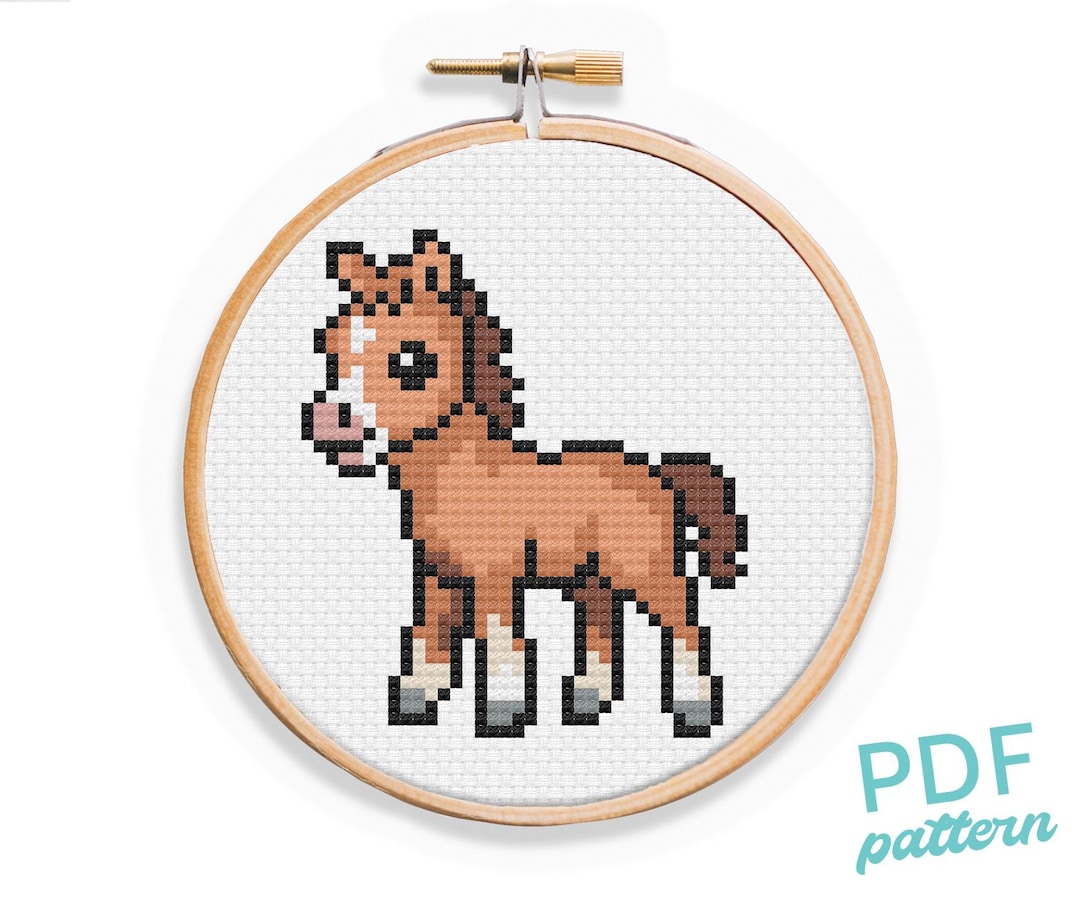 Pony Cross Stitch Pattern: Easy Beginner Cartoon Horse (PDF Pattern) - Etsy