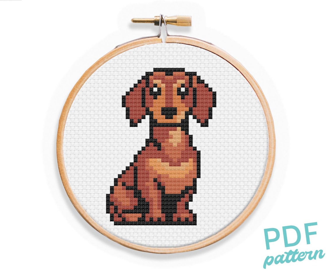 Dachshund Cross Stitch Pattern: Easy Beginner Dog Design (PDF Pattern ...
