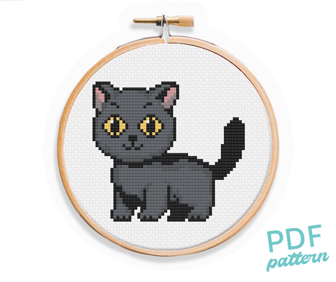 Black Cat Cross Stitch Pattern - Small and Easy Beginners PDF Pattern ...
