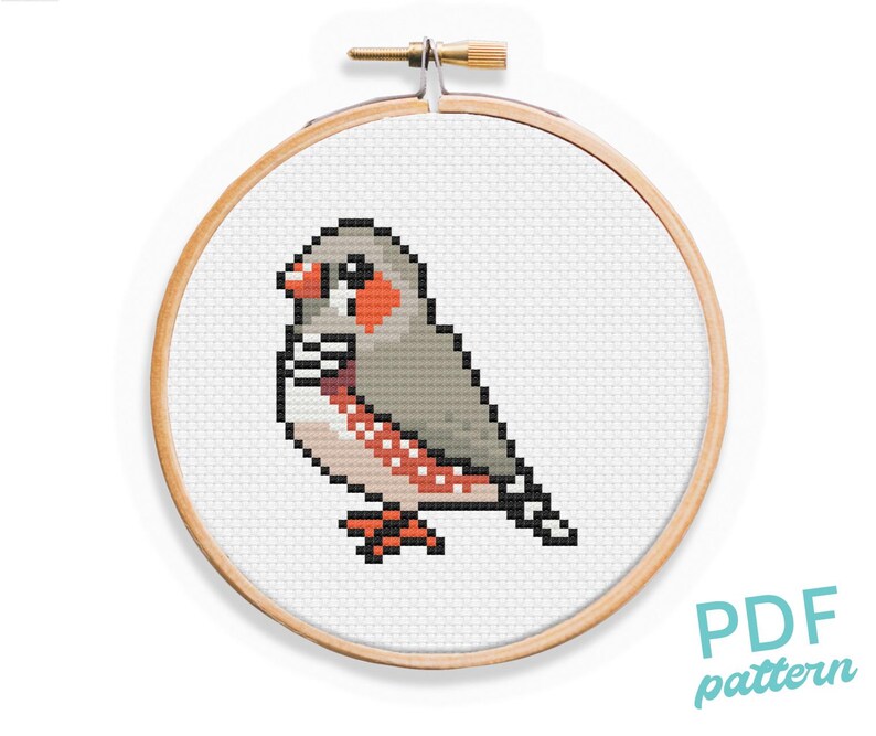 Zebra Finch Cross Stitch Pattern: Easy Beginner Bird Design (PDF ...