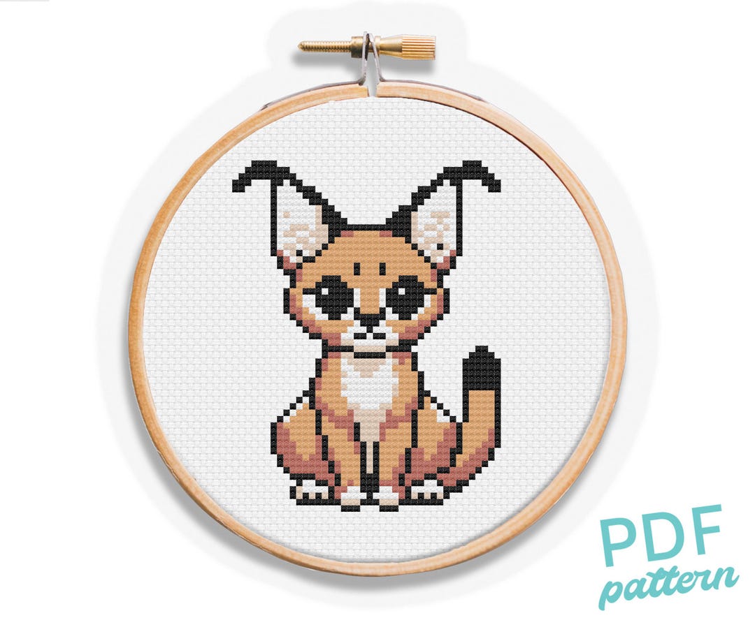 Caracal Cross Stitch Pattern: Easy Beginner African Cat (PDF Pattern ...