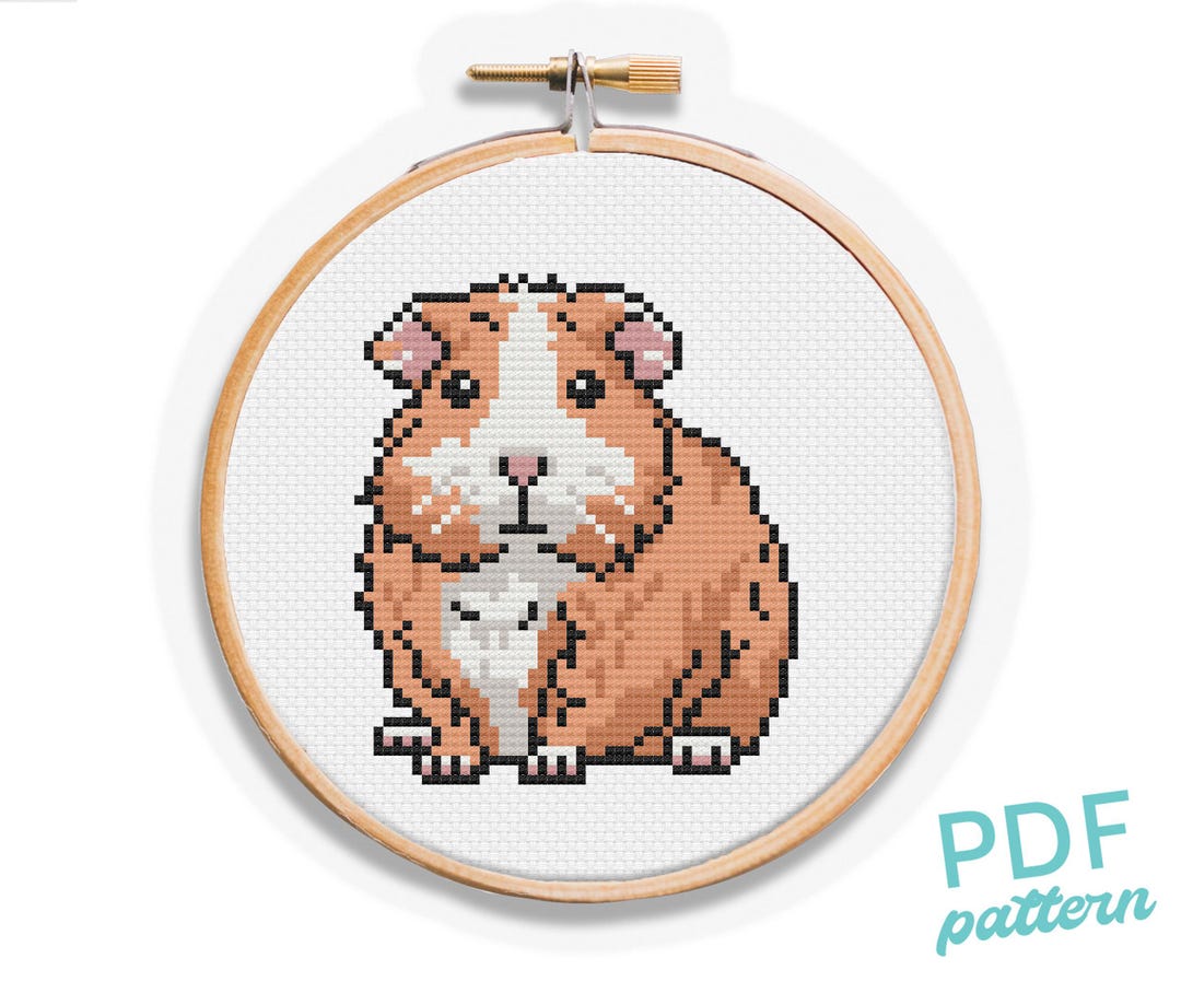 Red and White Guinea Pig Cross Stitch Pattern - Small Easy Beginners ...