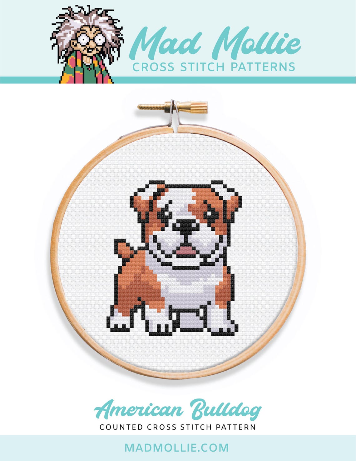 American Bulldog Cross Stitch Pattern: Easy Beginner 3" Dog Design (PDF ...