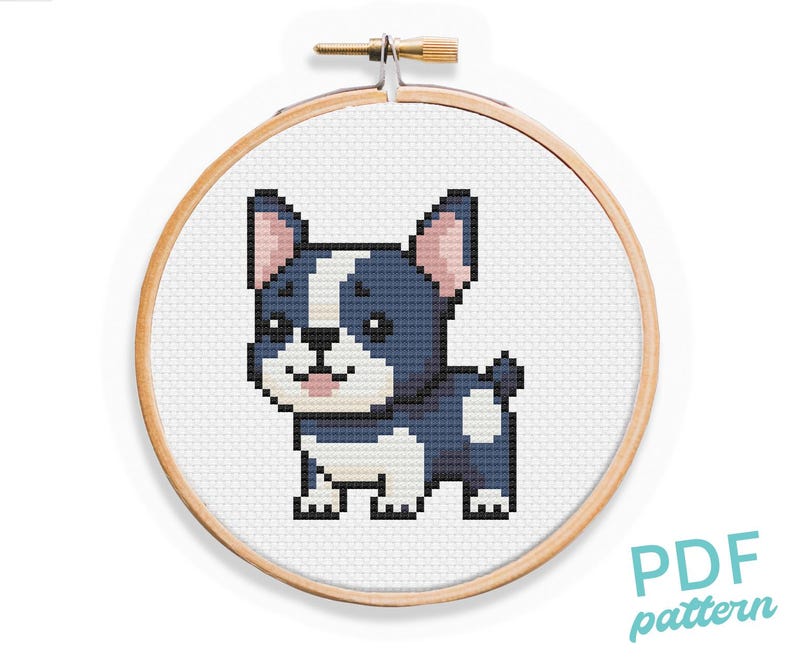 French Bulldog Cross Stitch Pattern: Small Beginner Frenchie (PDF ...