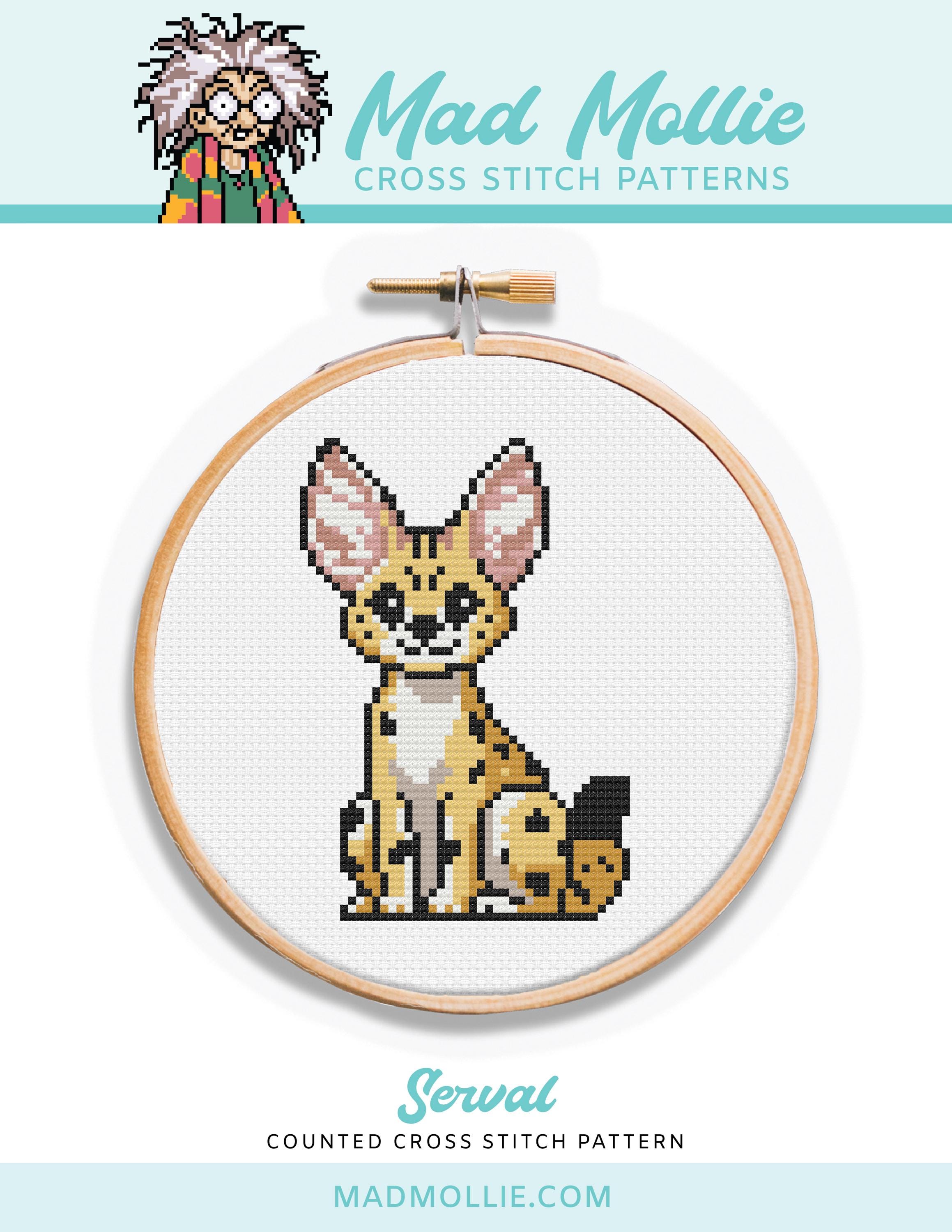 Serval Cross Stitch Pattern: Easy Beginner African Cat (PDF Pattern) - Etsy