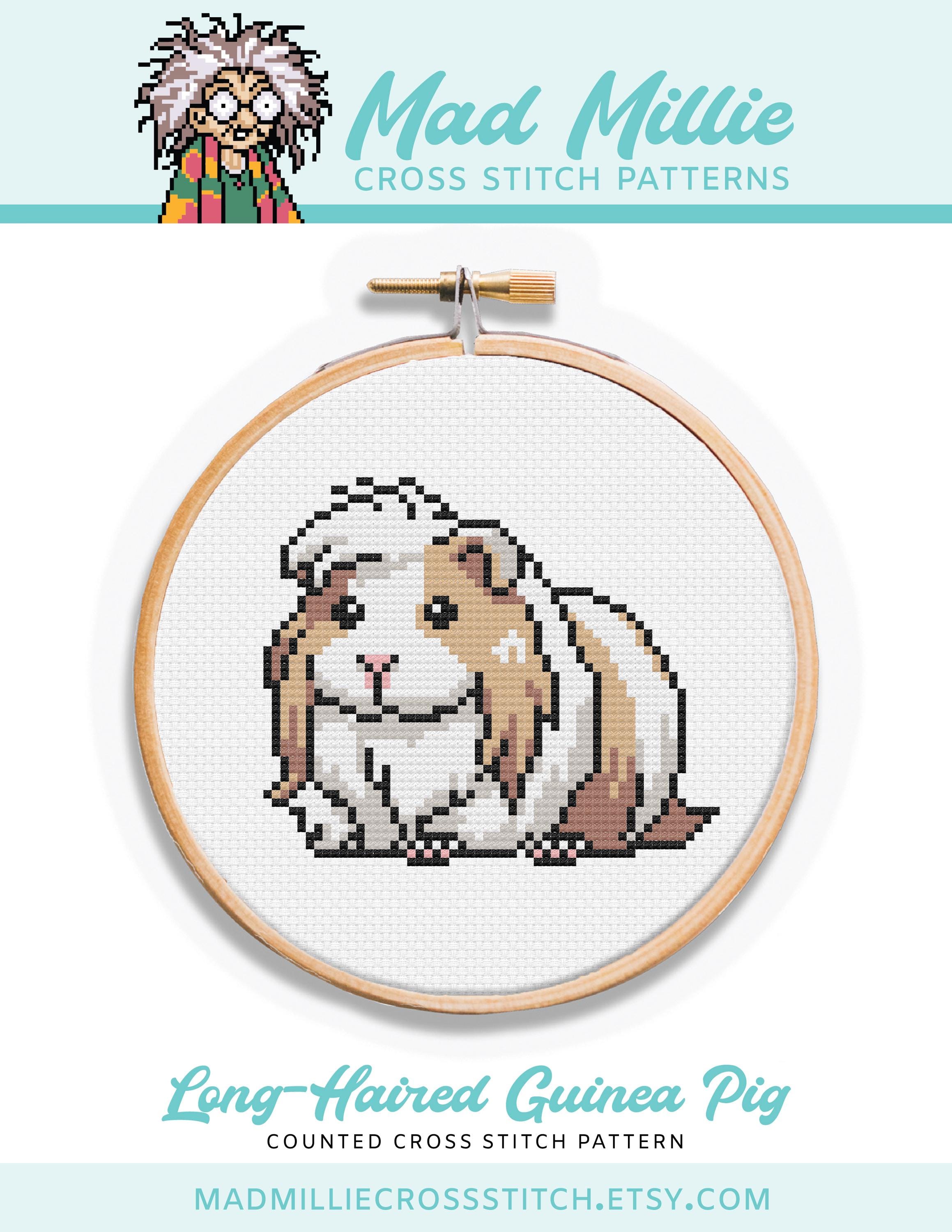 Long Haired Guinea Pig Cross Stitch Pattern: Easy Beginner Pet Chart ...
