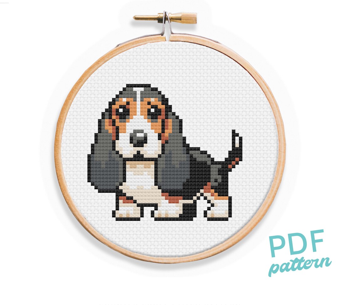 Basset Hound Cross Stitch Pattern - Small and Easy Beginners PDF ...