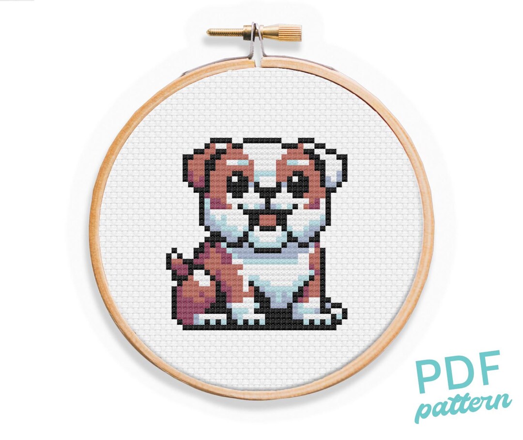 English Bulldog Cross Stitch Pattern: Easy Beginner Dog Design (PDF ...