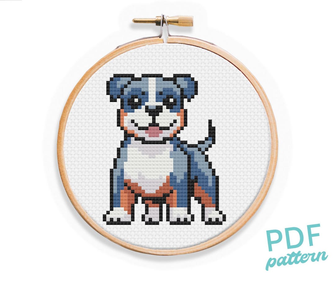 American Pit Bull Cross Stitch Pattern: Small Beginner Project (PDF ...