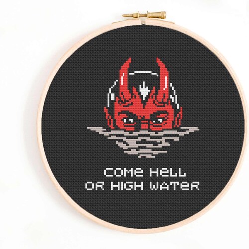 Come Hell or High Water Cross Stitch Pattern Devil Cross - Etsy