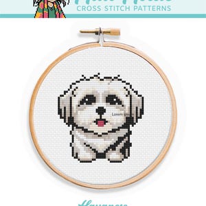 Havanese Dog Cross Stitch Pattern: Small Beginner Embroidery (PDF ...