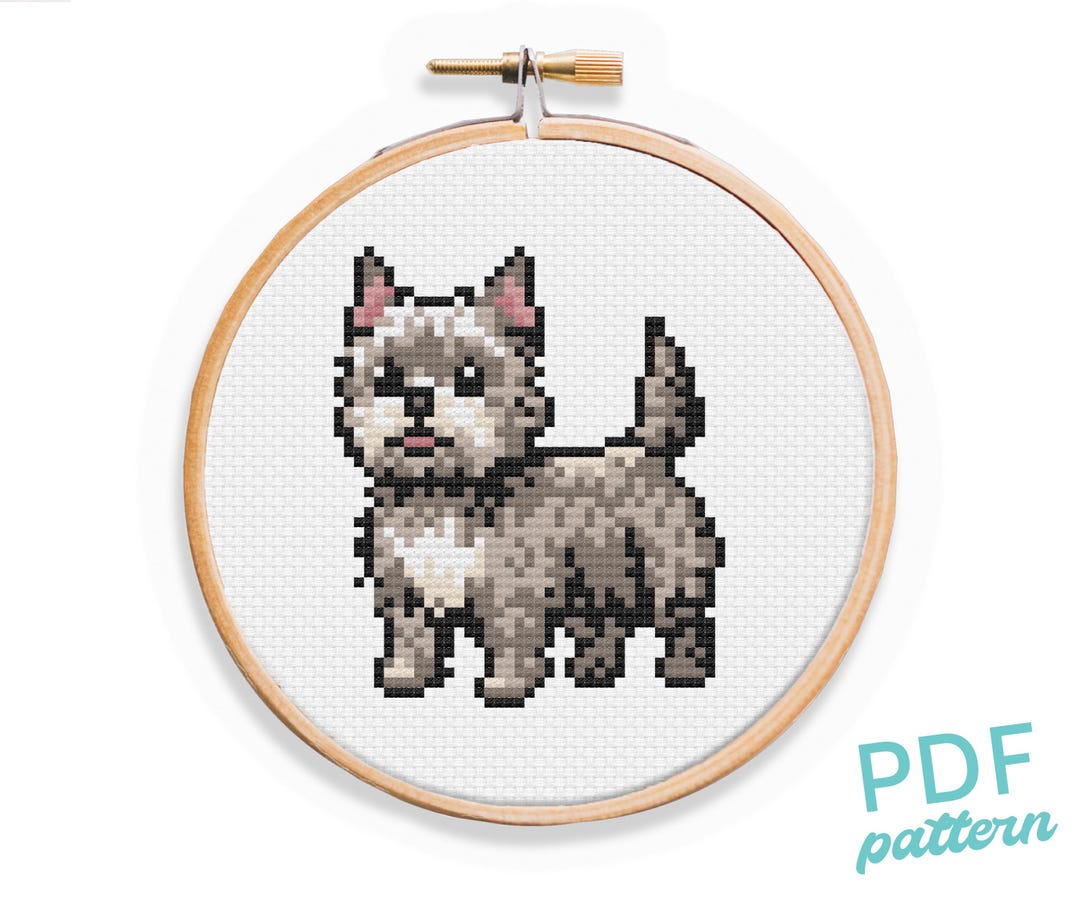 Cairn Terrier Cross Stitch Pattern: Small Beginner Design (PDF Pattern ...