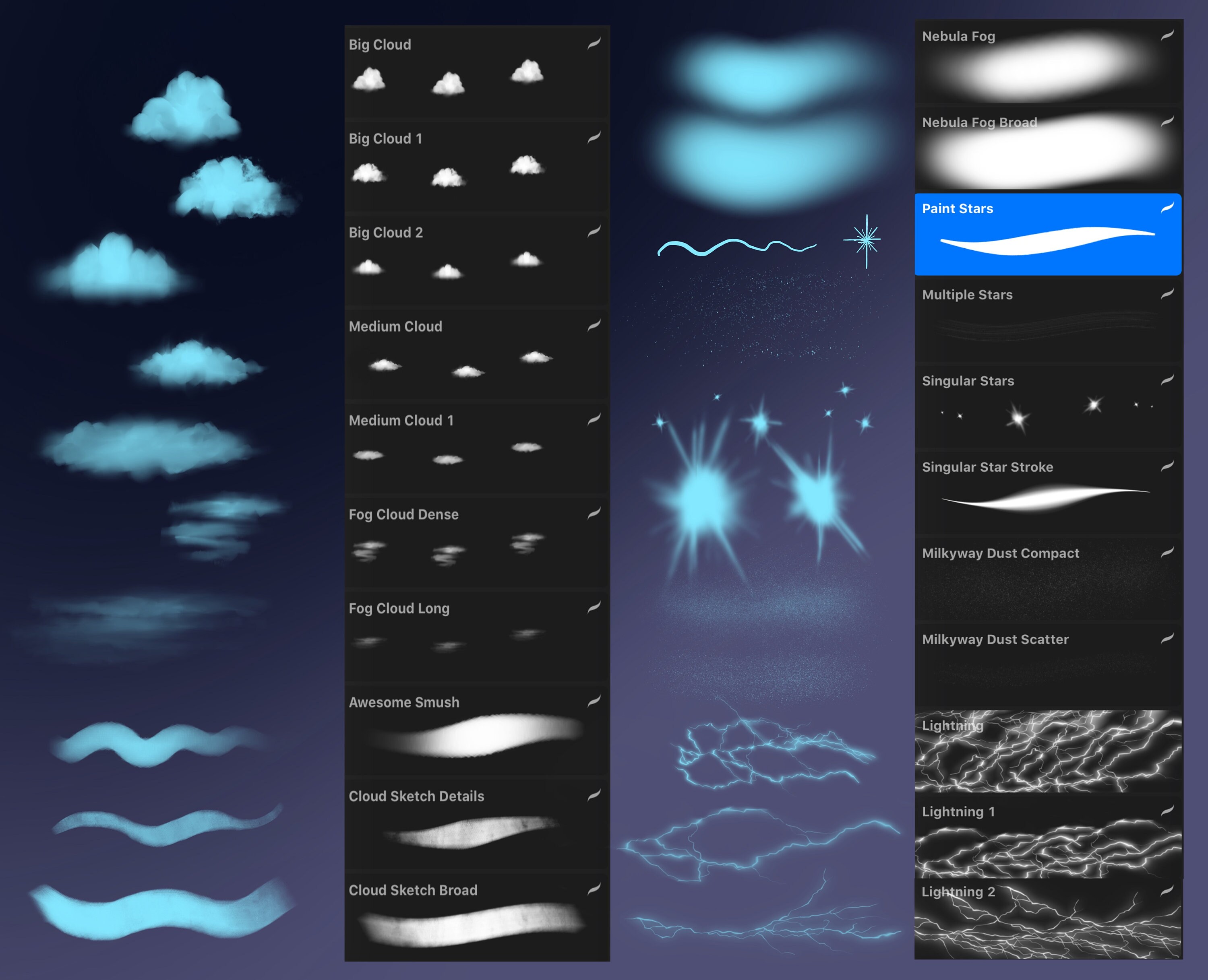 Procreate Digital Sky and Space Brushes | Etsy