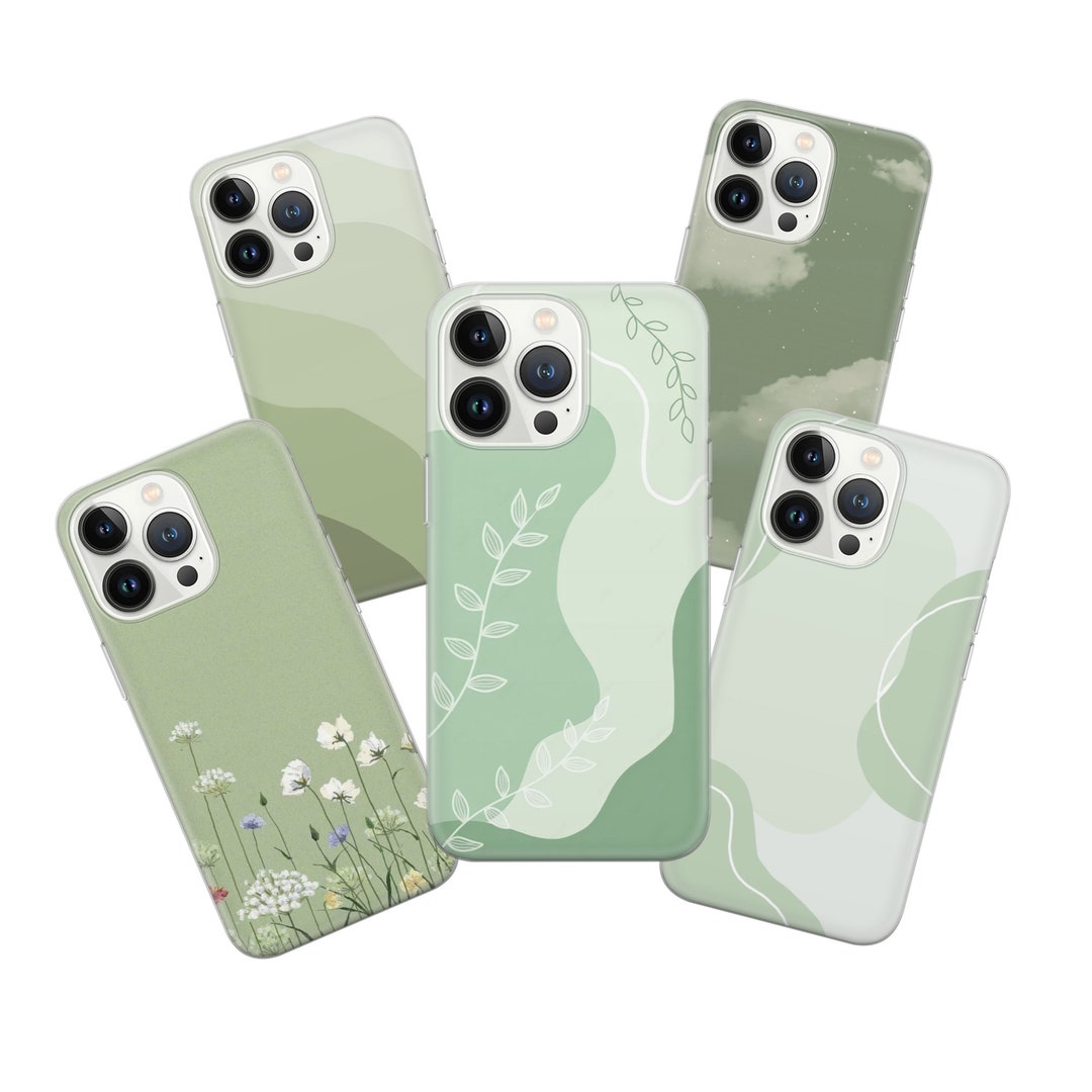 Sage Green Phone Case Neutral Color Cover for iPhone 16 15 14 13 12 Pro ...