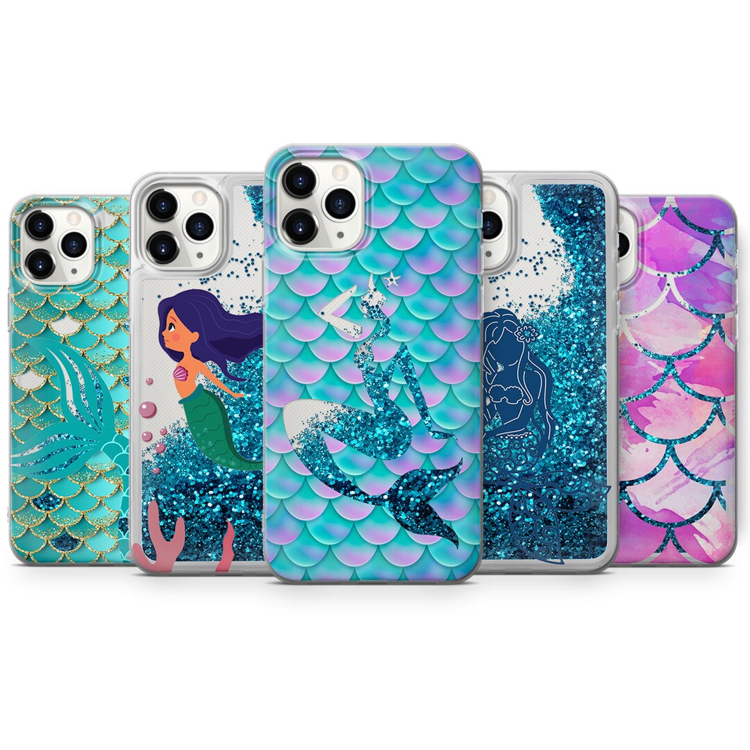 Cute Mermaid Phone Case Blue Liquid Glitter Cover for iPhone - Etsy
