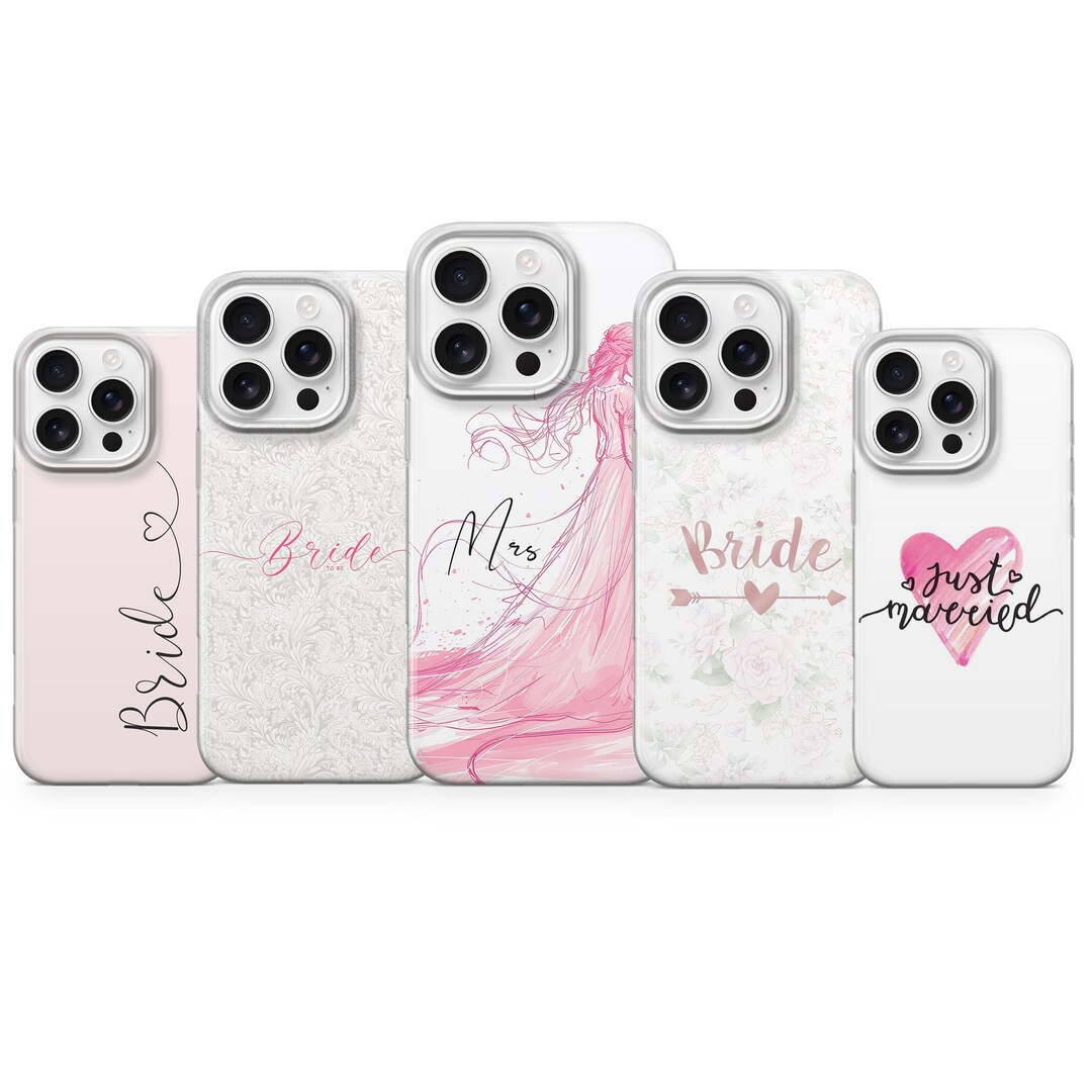 Bride Phone Case Just Married Cover for iPhone 16 Pro Max 15 Plus 14 13 ...