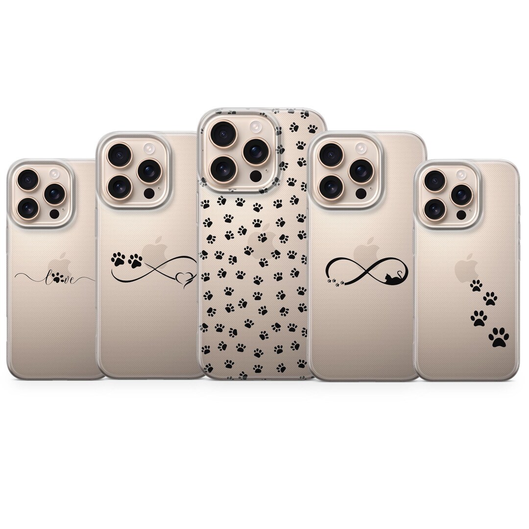 Paw Print Phone Case Clear Background Pet Lover Cover for iPhone 16 Pro ...