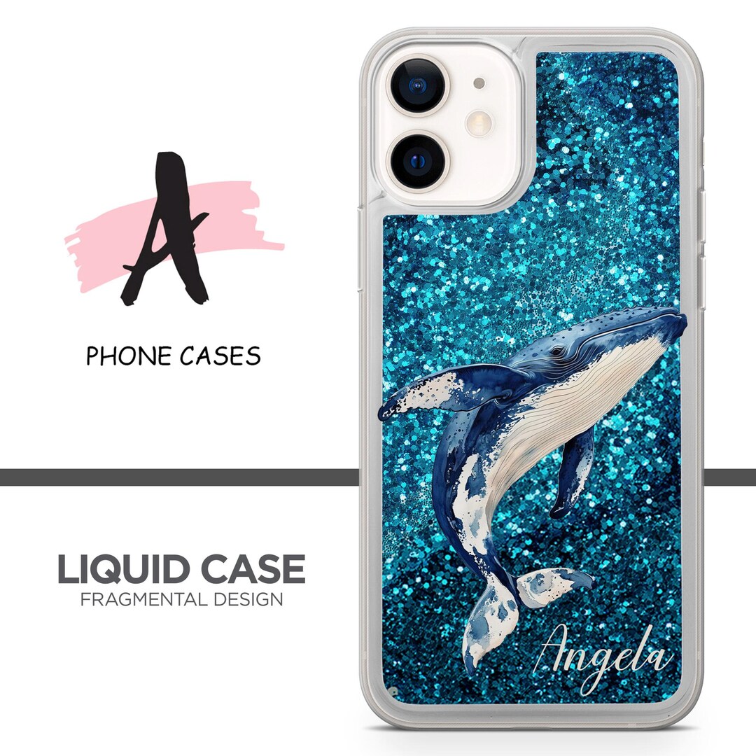 Whale Liquid Glitter Custom Made Phone Case, Sea Life Cover for iPhone ...