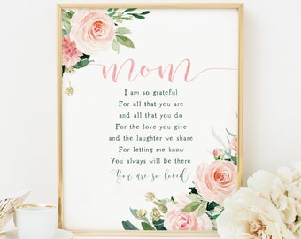 Mom poem mom giftmothers day gift mom print mother poem | Etsy