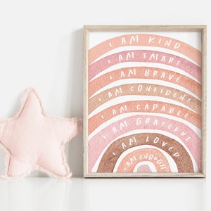 Affirmations Print, Pink Rainbow Affirmations Print for Kids ...