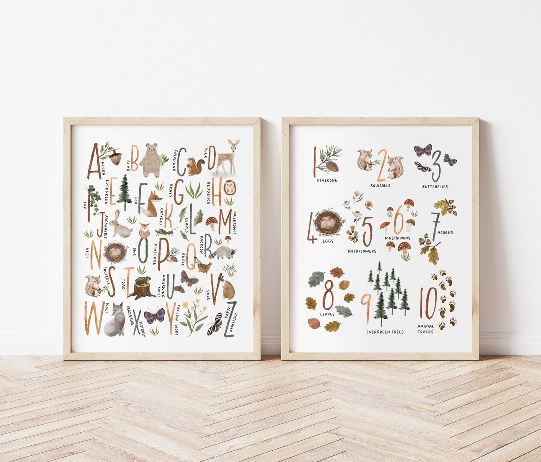 Woodland Alphabet Poster, Woodland Alphabet Print, Woodland Nursery ...