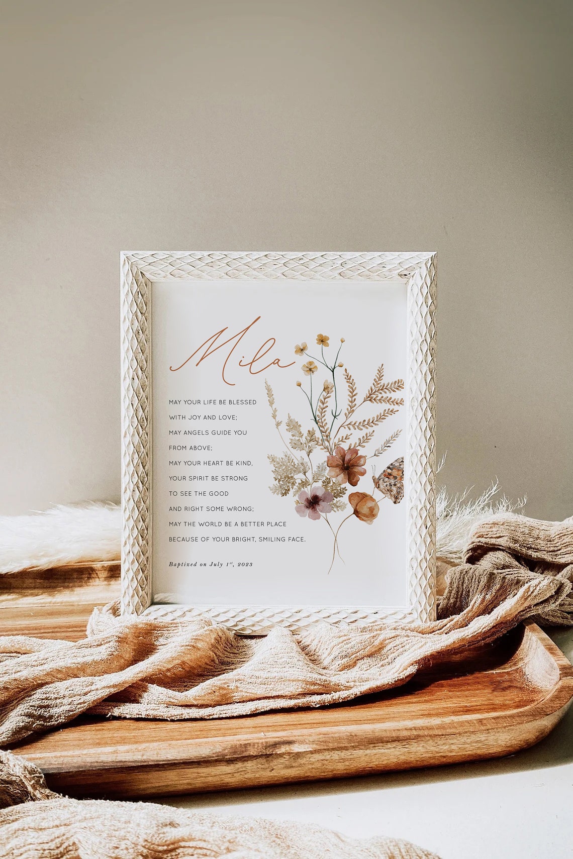Baptism Gift Girl, Personalized PRINTABLE, Baby Girl Gift, Nursery Wall ...